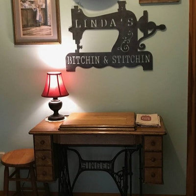 Personalized Metal Sewing Machine Sign Personalized Gifts Wall Art Wall ...