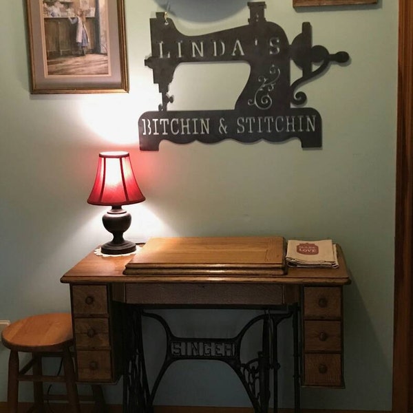 Personalized Metal Sewing Machine Sign - Personalized Gifts - Wall Art ...