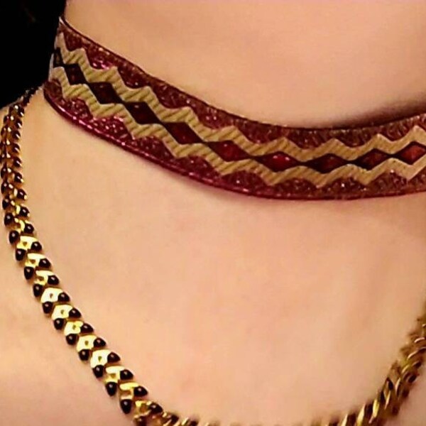 Fabric Choker - Bohemian Choker - Aztec Choker Necklace - Hippie Choker ...