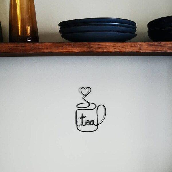 Tea Cup Tea Mug Wire Sign, Tea Cups Gifts Wire Wall Art, Kitchen Wall ...
