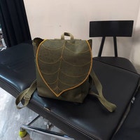 Green Cork Leather Leaf Backpack Made From Plant Based - Etsy Canada