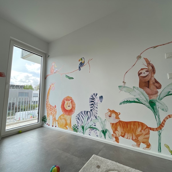 Nursery Wall Decal - Jungle Animals Stickers for Wall - Safari Animals ...