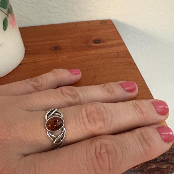Natural Baltic Celtic Knots Amber Ring • Best Gift for Her Birthday ...
