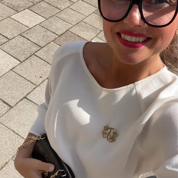 Gold Monogram Brooch, 3 Initials Monogram Brooch, Personalized Name Pin ...