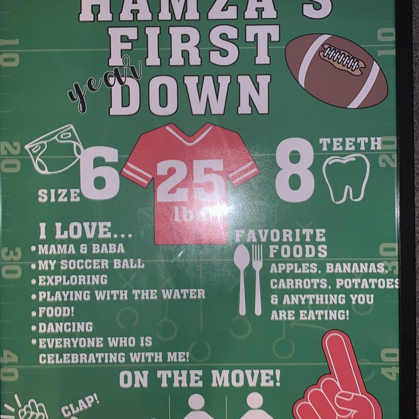 Customized First Year Down Stat Board Poster Sign-first Birthday Party ...