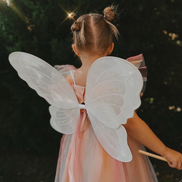 Fairy Wings White Angel Dress up Tinkerbell Pixie Halloween Costume ...