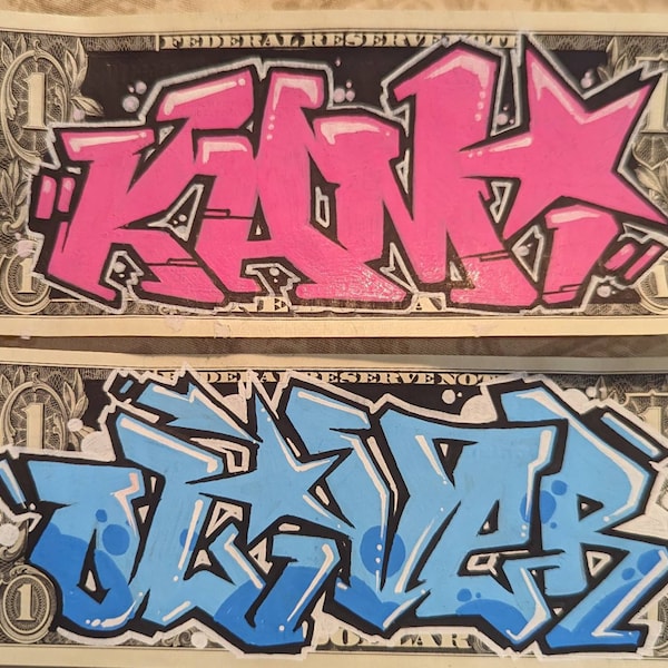 Graffiti Letters on Money, Cash, Dollar Bill. Personalized Custom ...