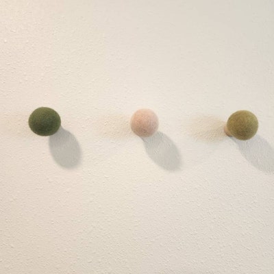 Rainbow Set of 7 Round Wood and Wool Wall Coat Hooks original Color ...