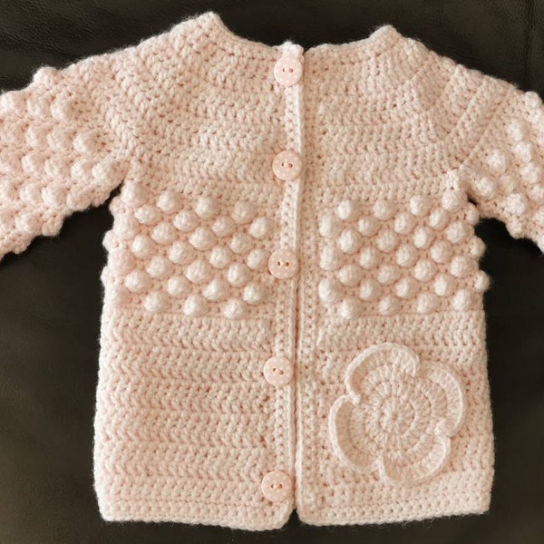 Bobbles Baby Jacket Crochet Pattern in Sizes Newborn, 0-3, 3-6, 6-12 ...