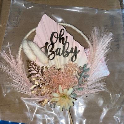 Baby Cake Topper/palm/dried Palm Topper/pampas/cake Pick/oh Baby/girl ...