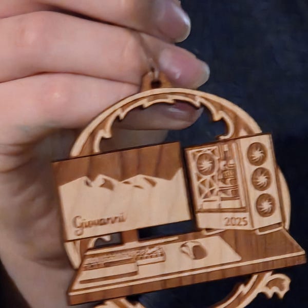 PC Gamer / Power User / Computer Mod Ornament - Solid Cherry Wood - Etsy