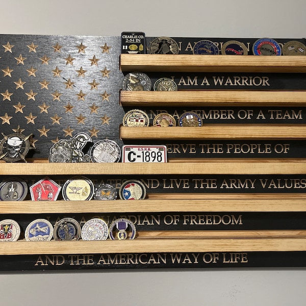 100 Coins Army Soldier's Creed Motto US Flag Challenge Coin Holder ...