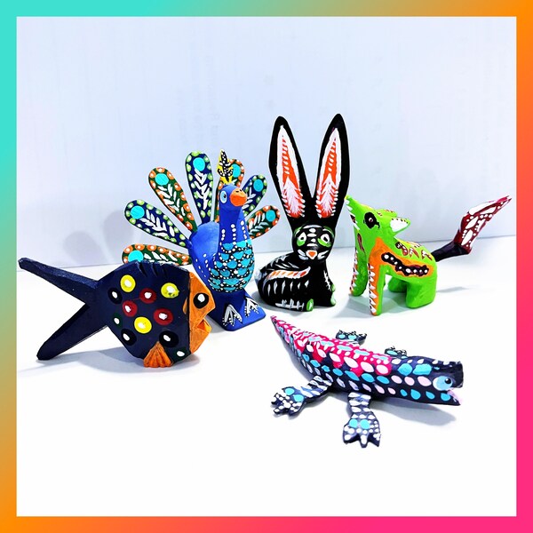 3 Mini Wood Alebrijes, Paint Your Own Alebrije, 3 Wood Alebrijes, Set ...