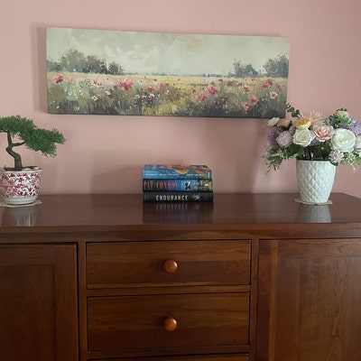 Vintage Spring Meadow Forest Landscape Wall Art, Long Horizontal ...