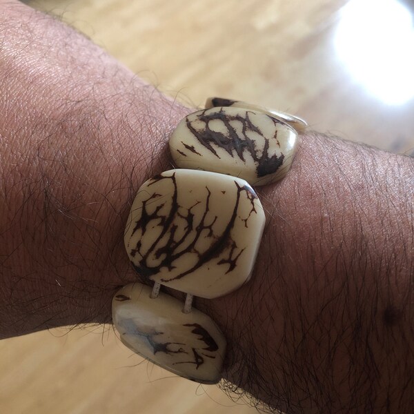 Tagua Nut Necklace in Blue TAG541, Statement Vegetable Ivory Necklace ...