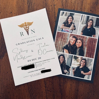 MAEVE Rose Gold Nurse Graduation Invitation Template, Printable RN ...