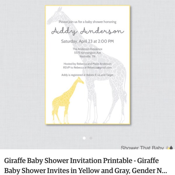 Giraffe Baby Shower Invitation Printable or Printed - Giraffe Baby ...