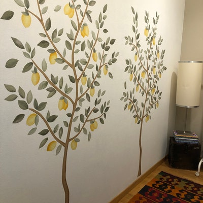 Big Lemon Tree Wall Decals With Leaves, Plastic-free Wall Stickers - Etsy