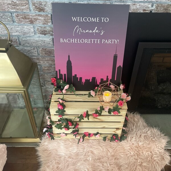 Personalized Bachelorette Birthday Welcome Sign – New York City Skyline ...