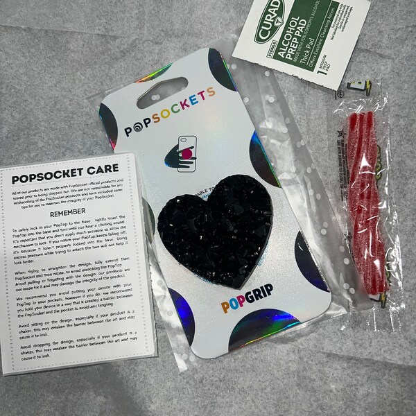 Heart Druzy Popsocket™, Heart Popgrip™, Rainbow Heart Popsocket, Black ...