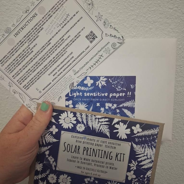 DIY Solar Printing Kit , Craft Kit , Cyanotype , Kit , Solar Printing ...
