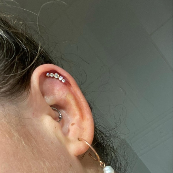 14K Solid Gold Vertical Helix Piercing/hidden Rook Dangle Earring ...