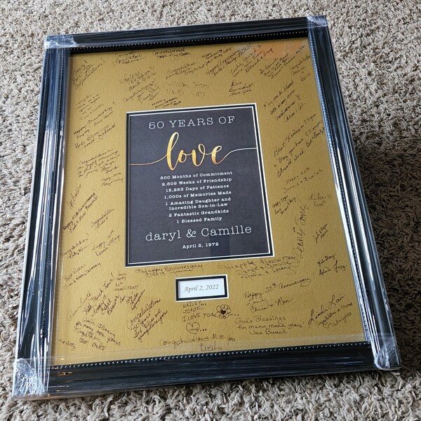 16x20 Signature Mat WITH Frame. Silver, Gold, White and Black ...