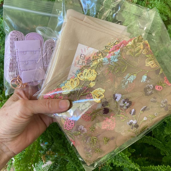 Bra Making Kit | Embroidered Tulle Lace Bra Kit | Bra Sewing Kit ...