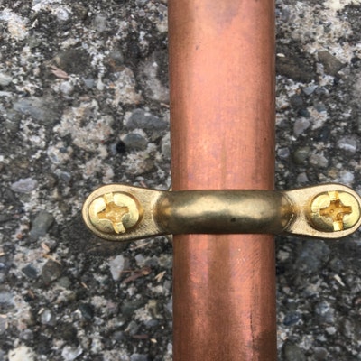 Solid Brass Pipe Mount Fixing Bracket Steam Punk Industrial Copper 1/2 ...