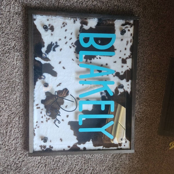 Custom Genuine Cowhide Name Sign - Etsy