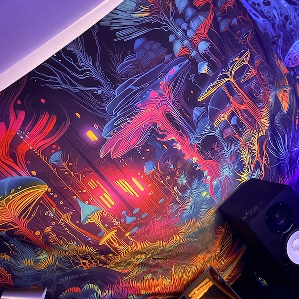 Psychedelic Mushroom Tapestry, Trippy Wall Tapestry, Psychedelic ...