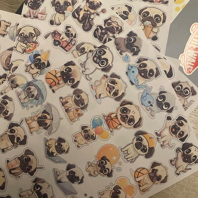 Printable Baby Pug Stickers Cute Pug Puppy Decals for Planners ...