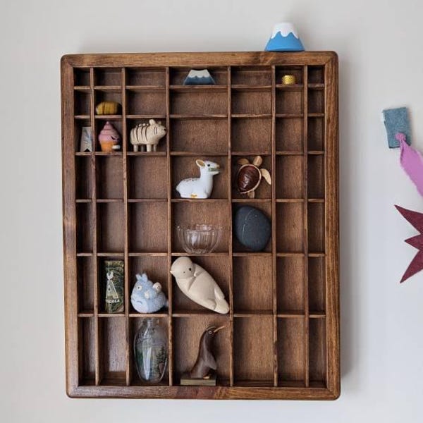 Small Handmade Wooden Printer's Tray: Knick Knack Shelf, Crystal ...
