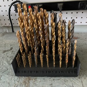 Fractional Drill Bit Holder Organizer Index, Holds 74 Drill Bits, 1/16 1/2, Counter-top, 3D ...