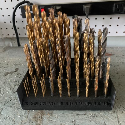 Fractional Drill Bit Holder Organizer Index, Holds 74 Drill Bits, 1/16 ...