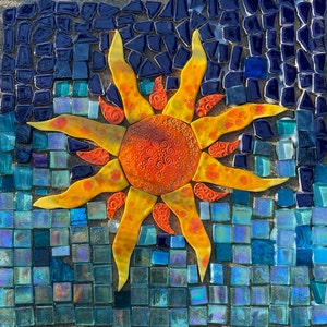 Ceramic Sun Face With Sun Rays, 11 Pcs, Bright Yellow, Whimsical Aztec ...