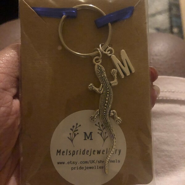 Lizard Keychain, Personalised Keyring, Lizard Gifts, Initial Keyring ...