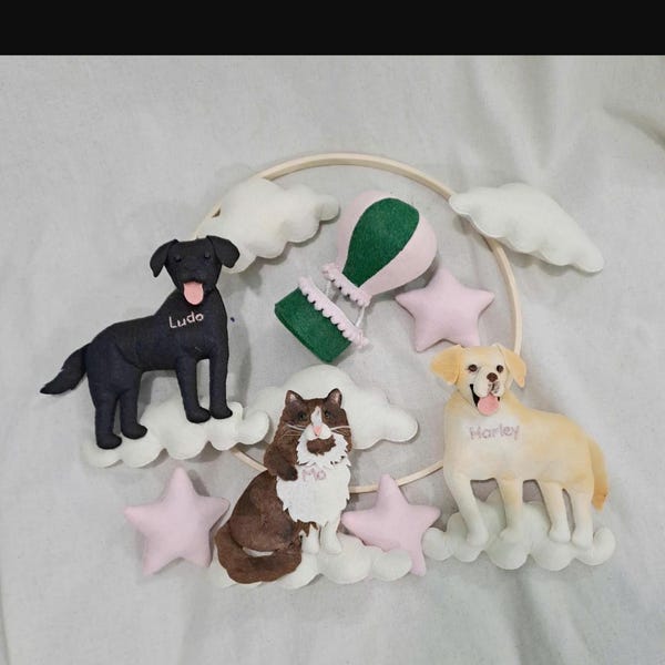 Custom Dog Baby Mobile, Personalized Baby Nursery, Puppy Baby Mobile ...