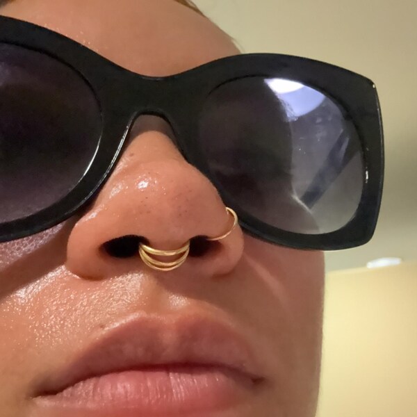 Split Triple Septum Ring, Nose Ring, Hoop Earring, Conch Hoop, 18, 16ga ...