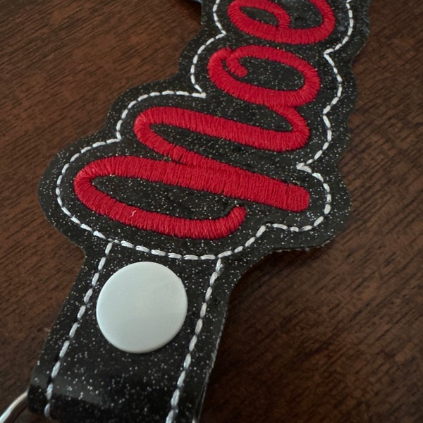 Name Keychain Embroidered Name Snap Tab Key Fob Personalized Keychain ...