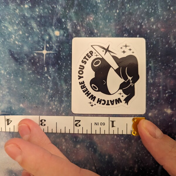 Watch Where You Step Frog Sticker, Frog With Knife Sticker, Funny Frog ...