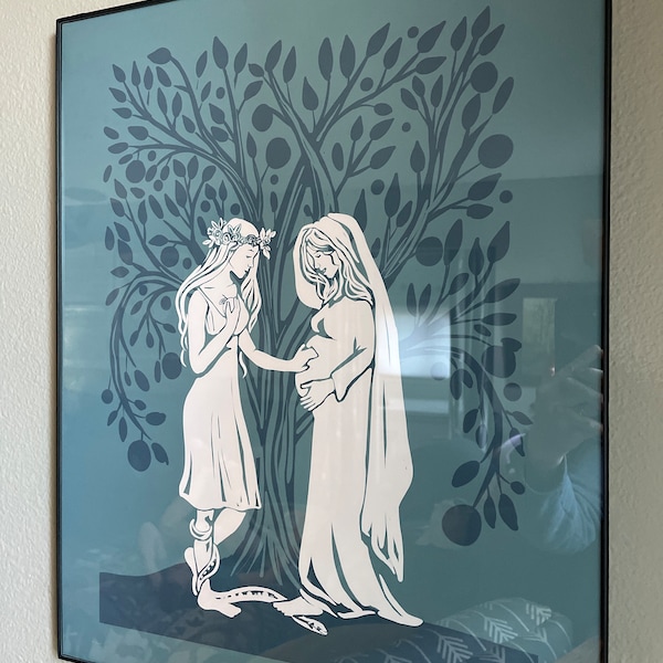 Mary and Eve | Garden of Eden | Mother Mary | Bible Art | Mother of Us ...