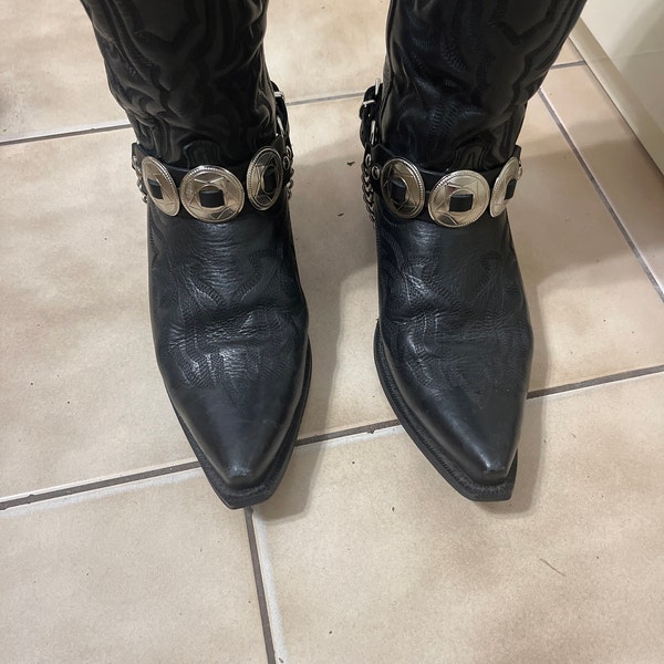 Western/biker Boots BOOT CHAINS 3 Big SILVER Conchos - Etsy