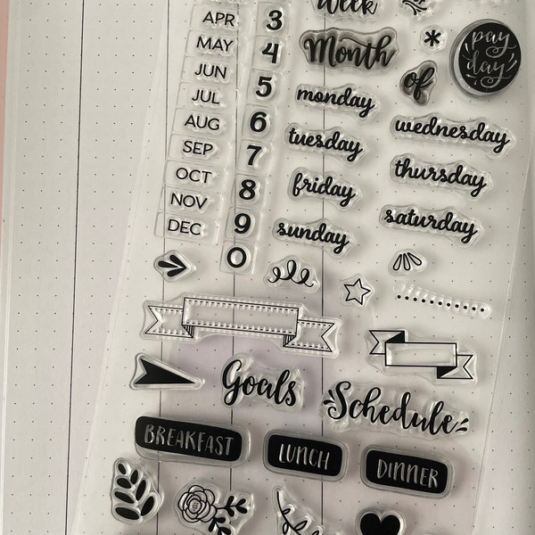 Clear Stamp Set for Monthly Planner With Weeks, Dates, and To-do List ...