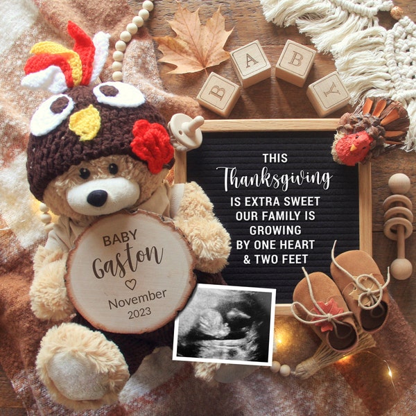 Thanksgiving Digital Pregnancy Announcement Social Media, Thankful Baby ...