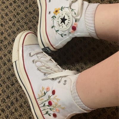 Custom Converse/converse High Tops/embroidered Sweet Rose and Lavender ...