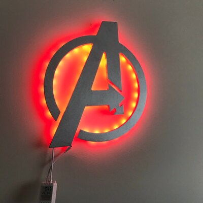 Illuminated Avengers Wooden LED Sign, Wall Sign, Avengers Wall Art ...