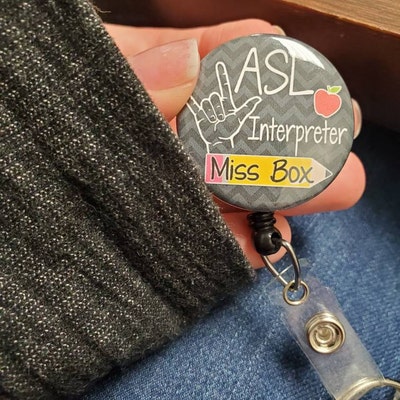 ASL Interpreter Sign Language PERSONALIZED Button Badge - Etsy