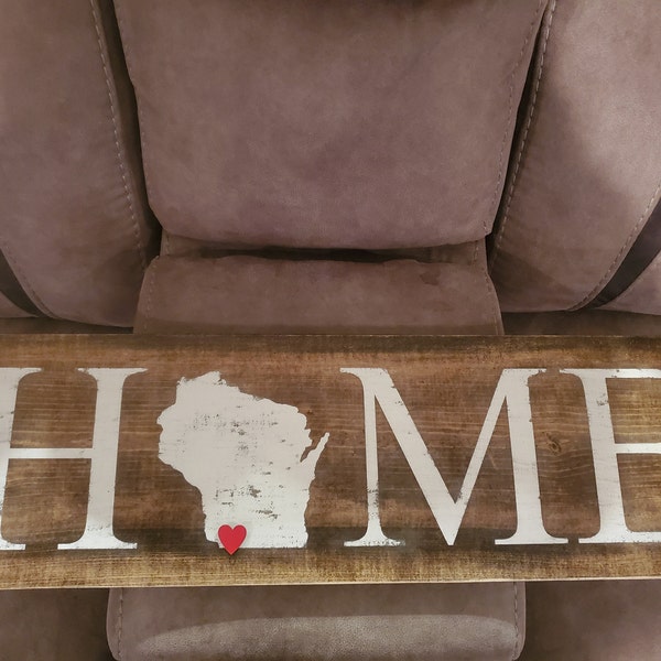 Wisconsin Home Sign. Wisconsin Home Decor. Wisconsin Art. Rustic Home ...