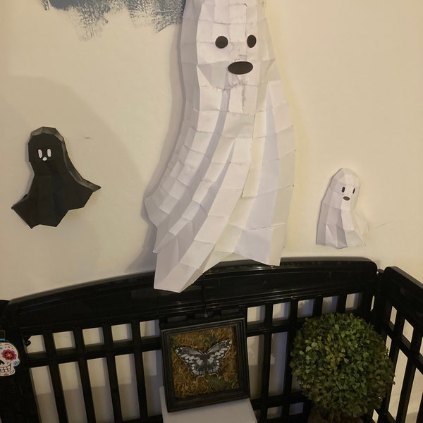 Ghost Papercraft 3D DIY Low Poly Paper Crafts Halloween Wall Decor ...